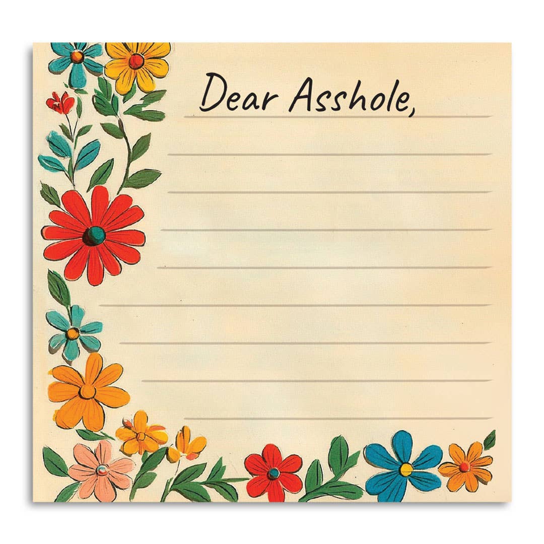 Dear Asshole - Funny Sarcastic Sticky Note Pad | Two Words One Finger
