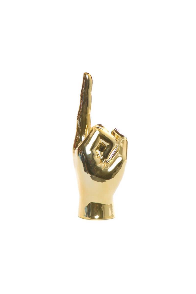 Gold Middle Finger Tabletop-9" Tall | Two Words One Finger