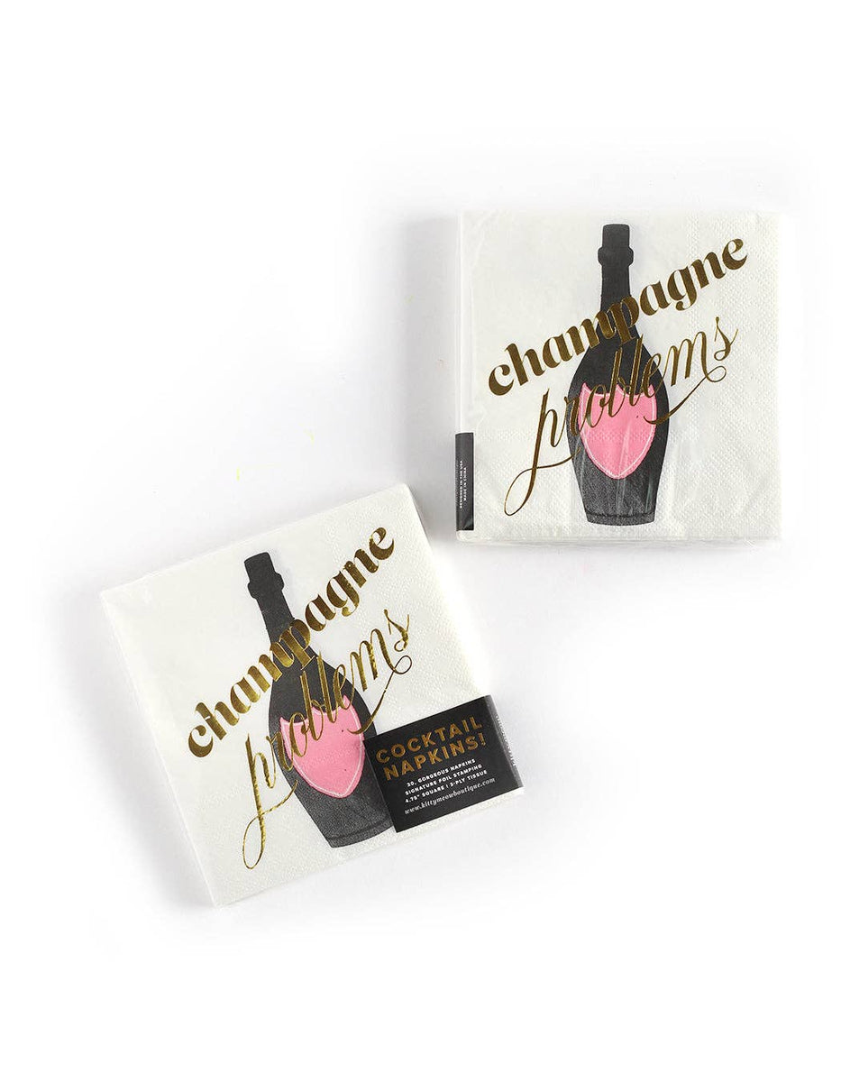 Champagne Problems Cocktail Napkin | Two Words One Finger