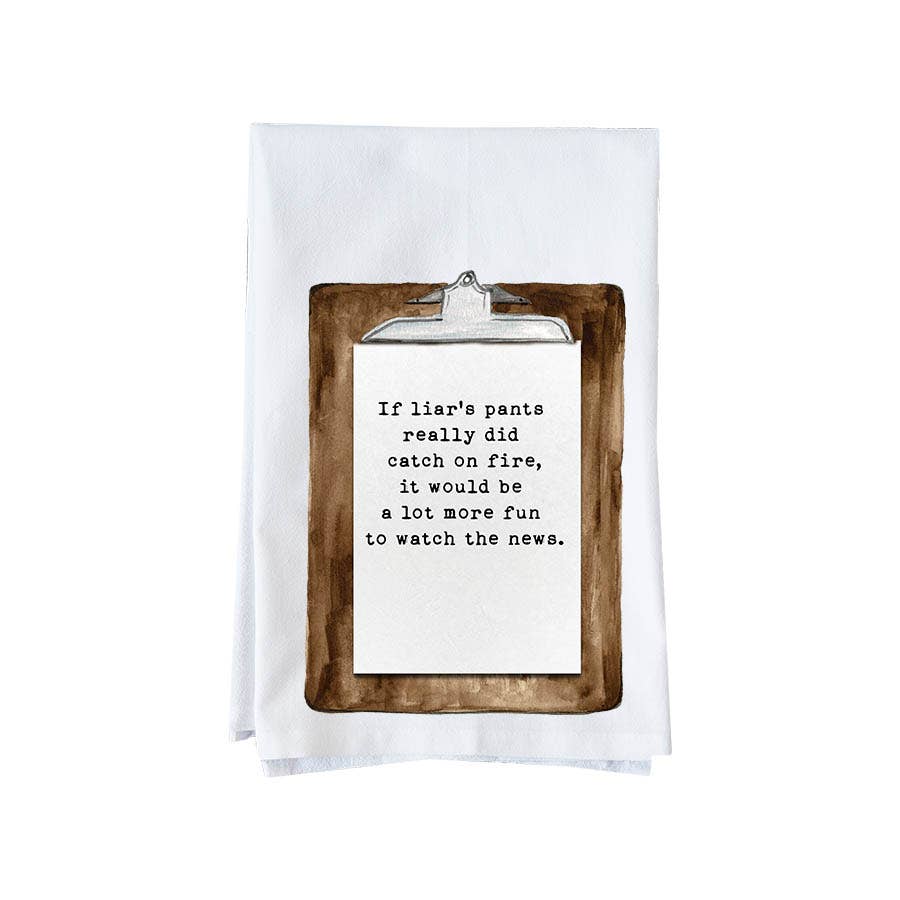 Pants On Fire Kitchen Towel | Two Words One Finger
