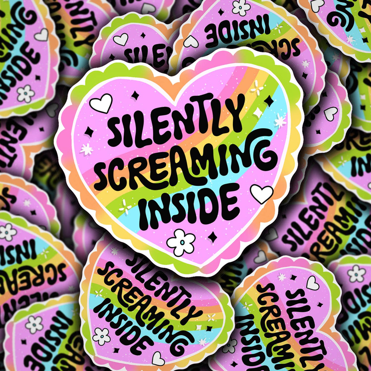 Vinyl Decal Silently Screaming Inside | Two Words One Finger