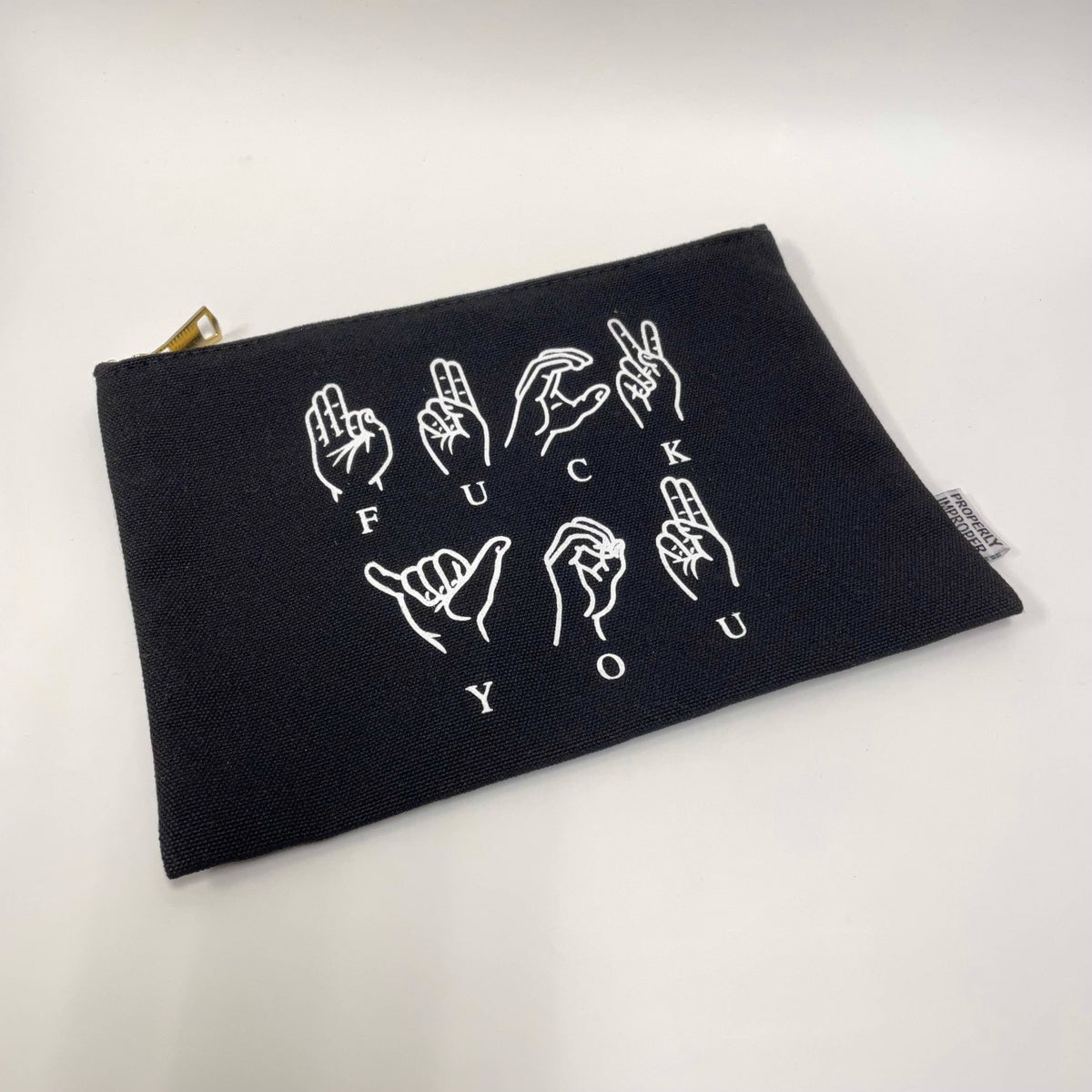 Sign Language (ASL) Fuck You Pouch | Two Words One Finger