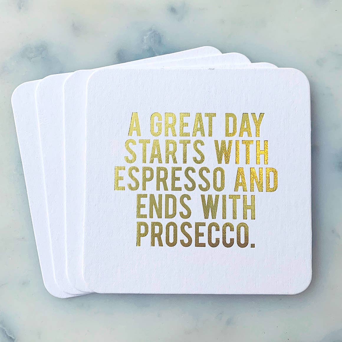 A Great Day Starts with Espresso Coasters | Two Words One Finger